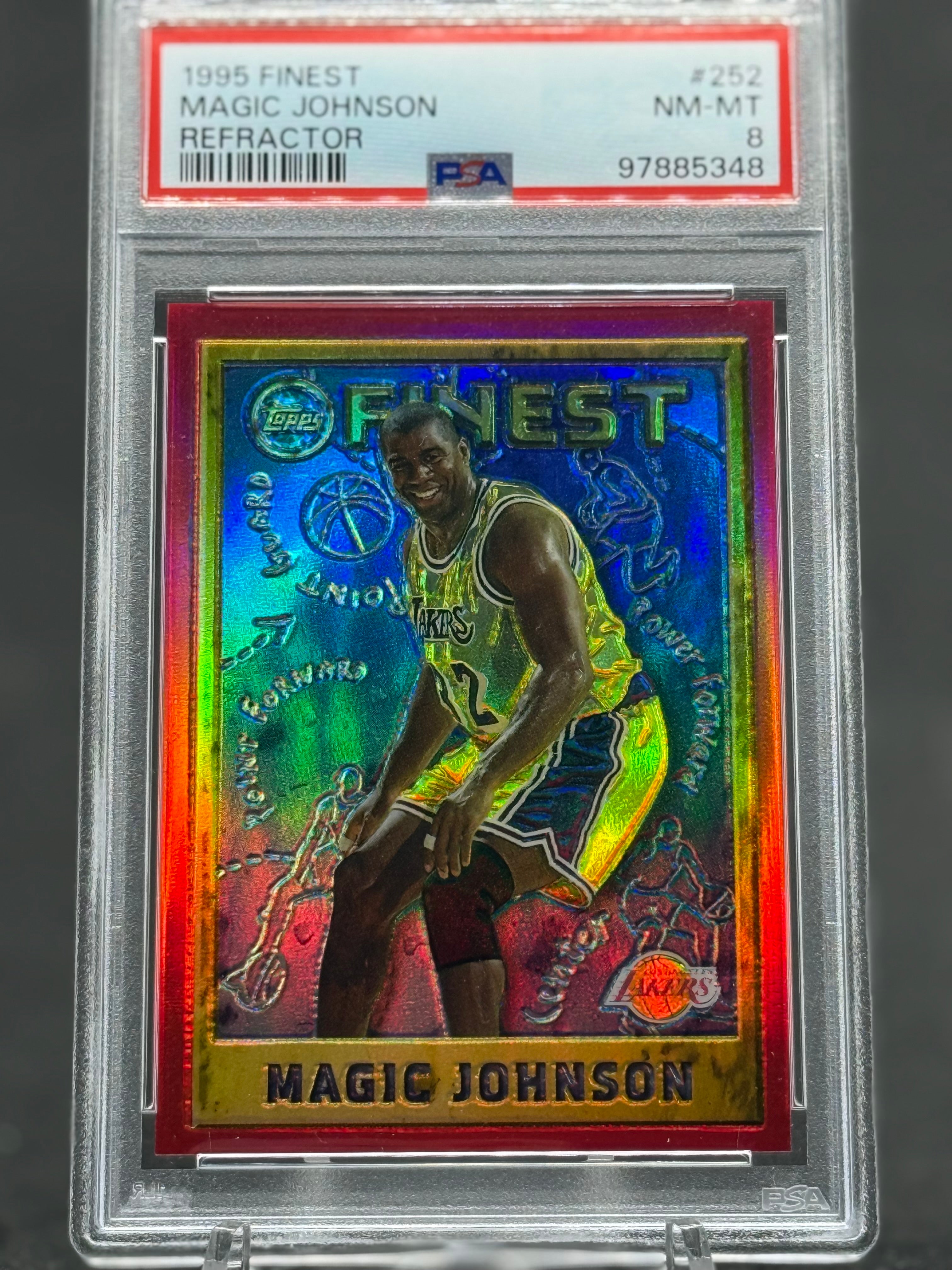 MAGIC JOHNSON 1995 LOS ANGELES LAKERS TOPPS REFRACTOR PSA GRADE 8 Card ...